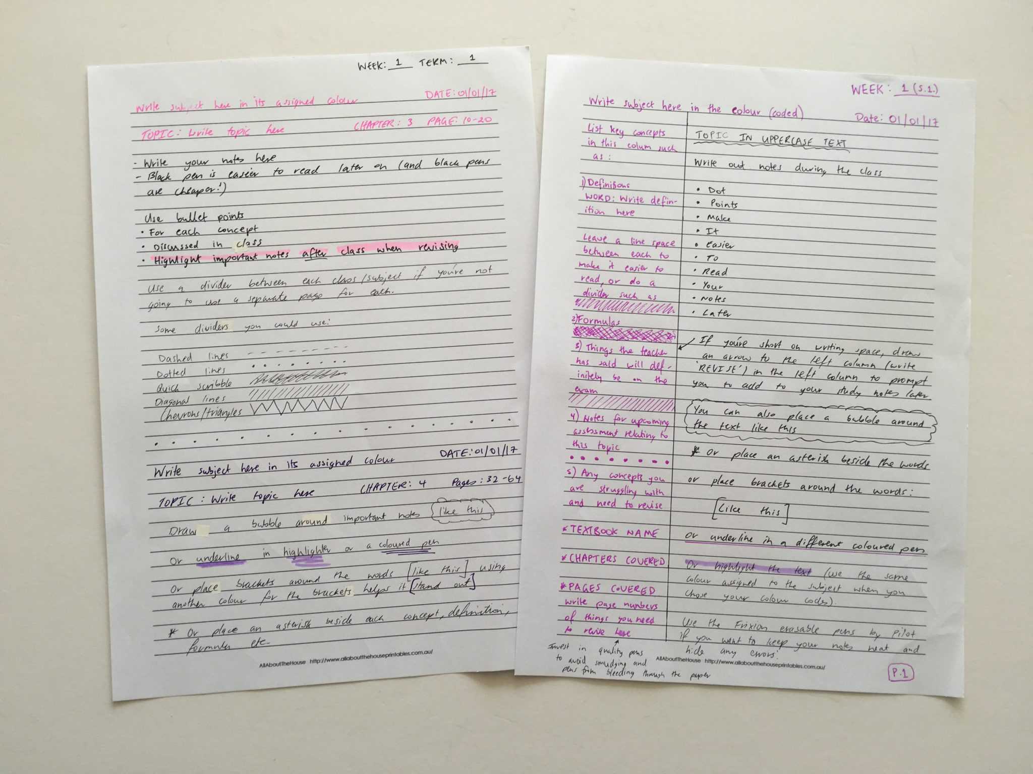 How to organize and color code your notes for school, college or ...