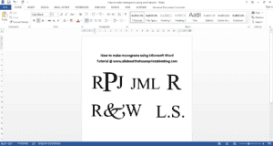 How to make a 1, 2 or 3 letter monogram in Microsoft Word (video ...