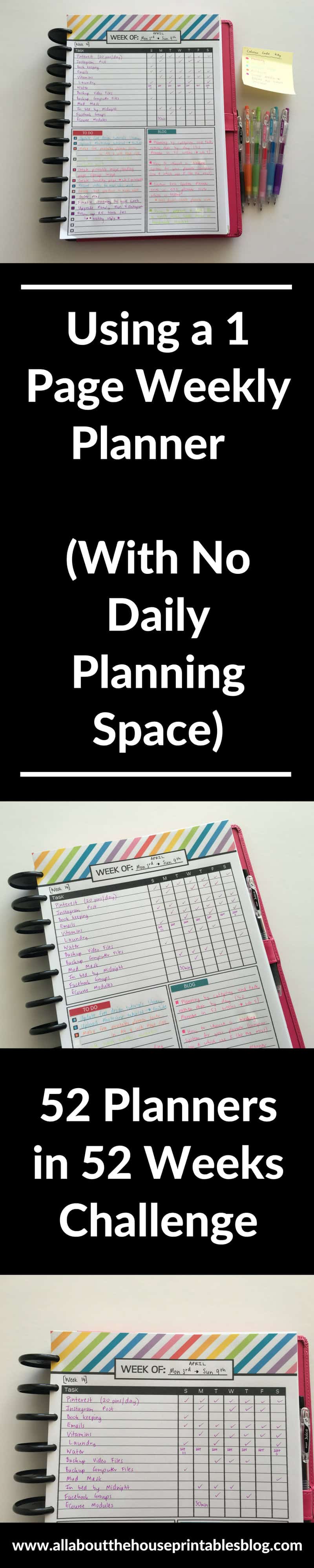 Using a simple, 1 page weekly planner with only 3 sections (52 Planners ...