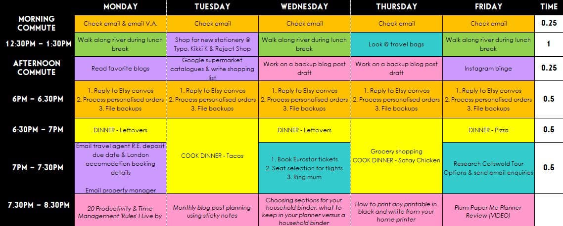 Weekly planning using Microsoft Excel (week 41 of the 52 Planners in 52 ...
