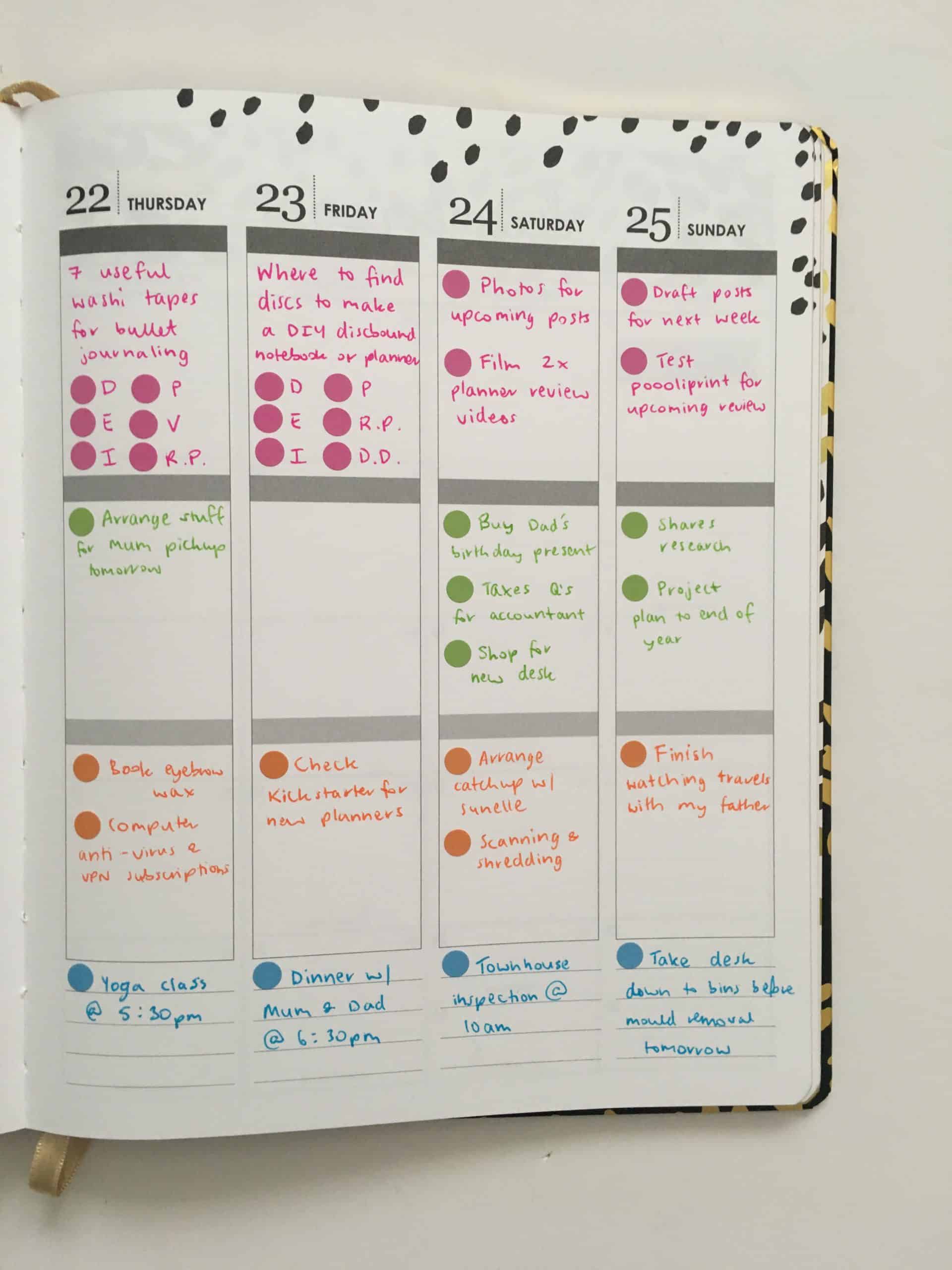 Weekly Planning in the Erin Condren Using Only Solid Color Dot Stickers ...