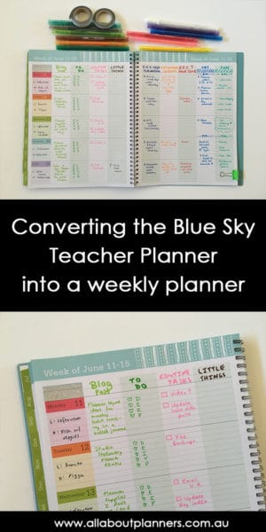 Rainbow weekly spread in converted Blue Sky Teacher Planner – All About ...