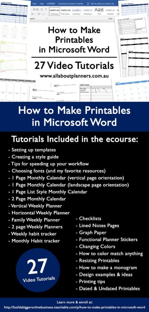 How to make planner printables using Microsoft Word: An Introduction ...