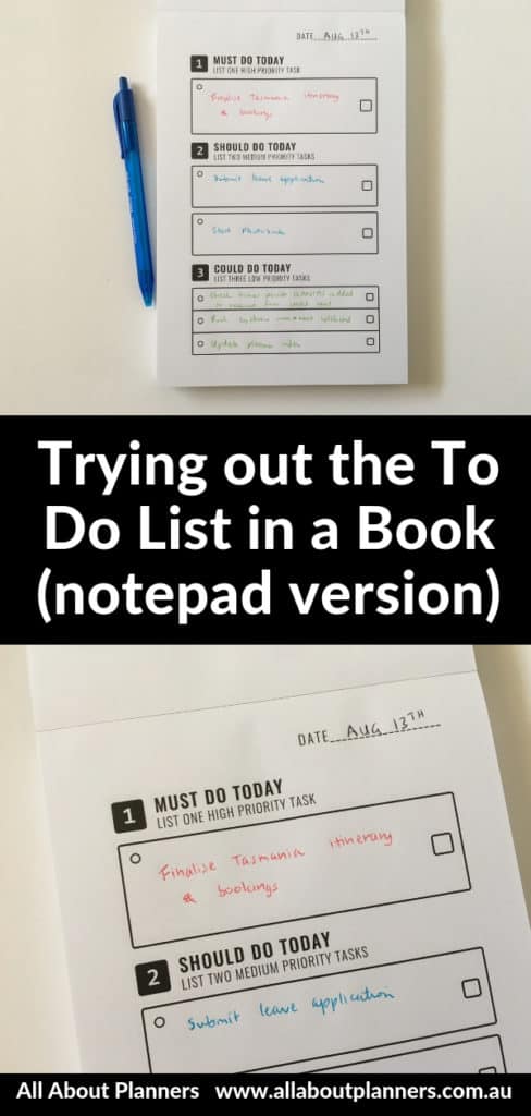 Trying out the To Do List in a Book Planner (Notepad version) – All ...