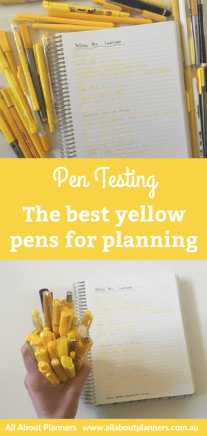 Yellow pen swatches (and my recommended pens that have yellow ink you ...