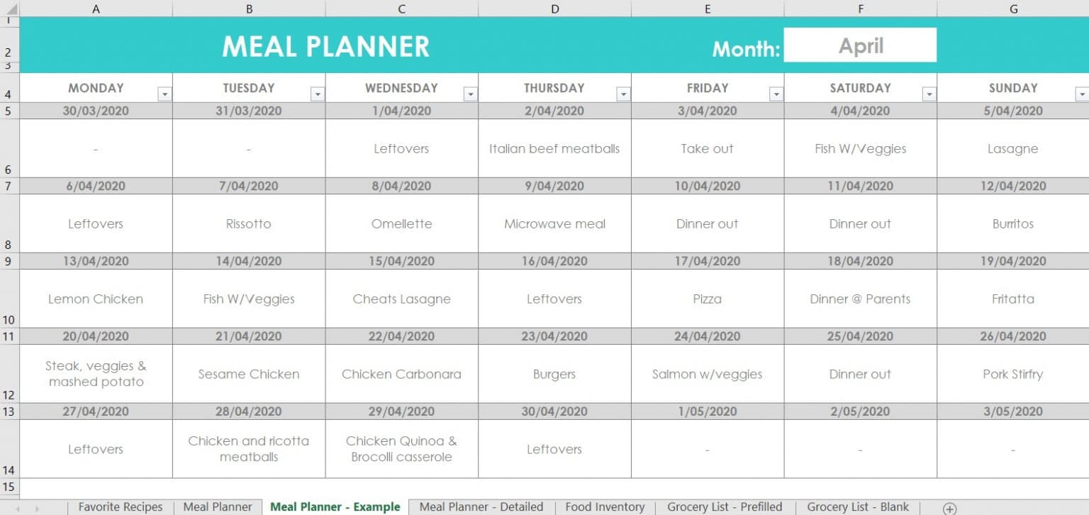 How I use Excel for organizing recipes, meal planning, food inventory ...