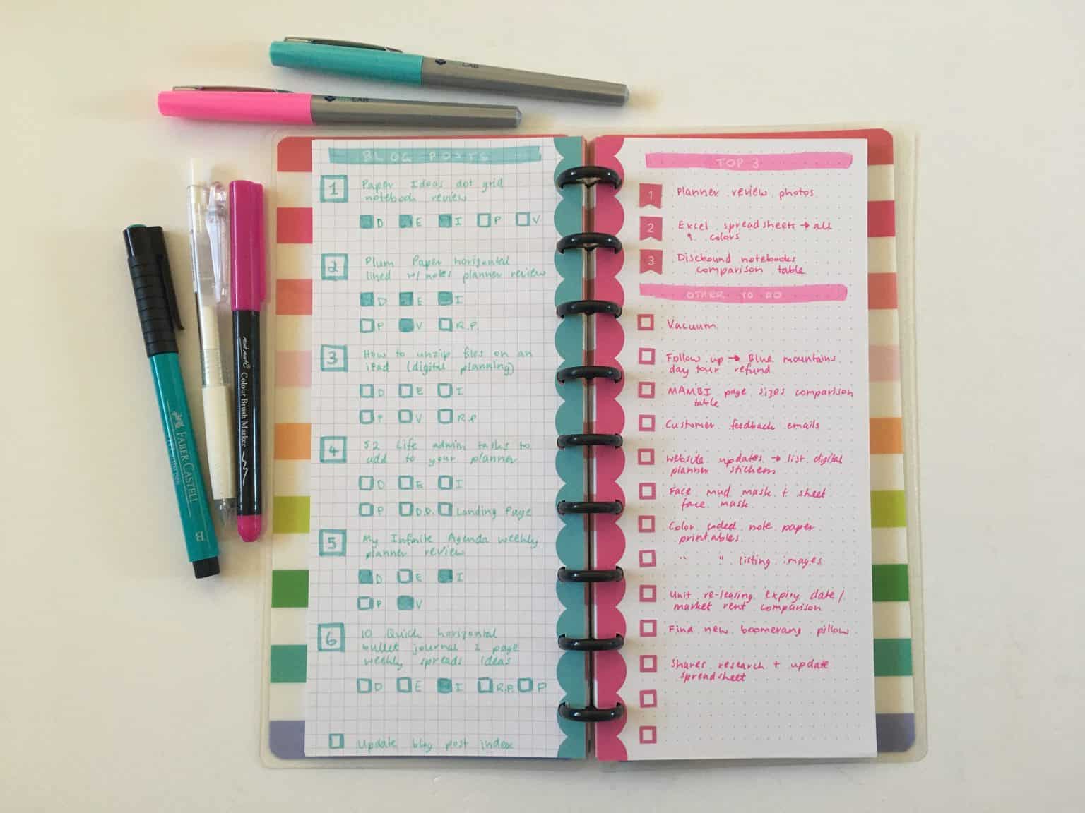 Happy Planner Classic Skinny Weekly Spread (Graph versus Dot Grid Paper ...