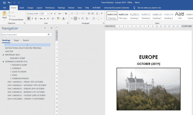 How I use Microsoft Word to plan my travel itinerary (my template ...