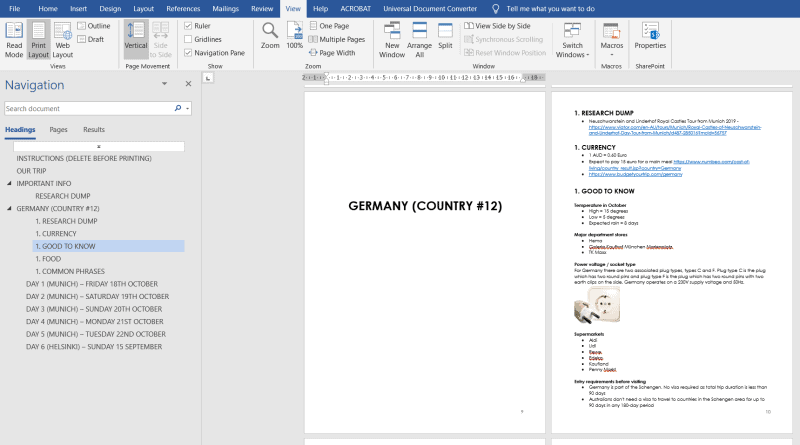 How I use Microsoft Word to plan my travel itinerary (my template ...