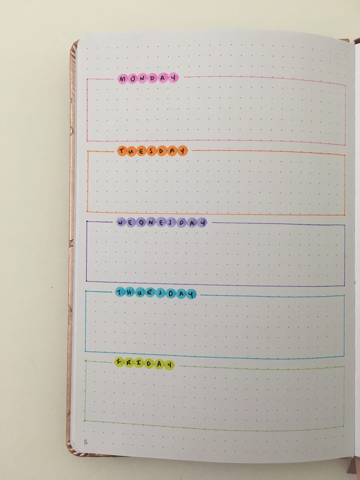 Rainbow Weekly spread using dot markers – All About Planners
