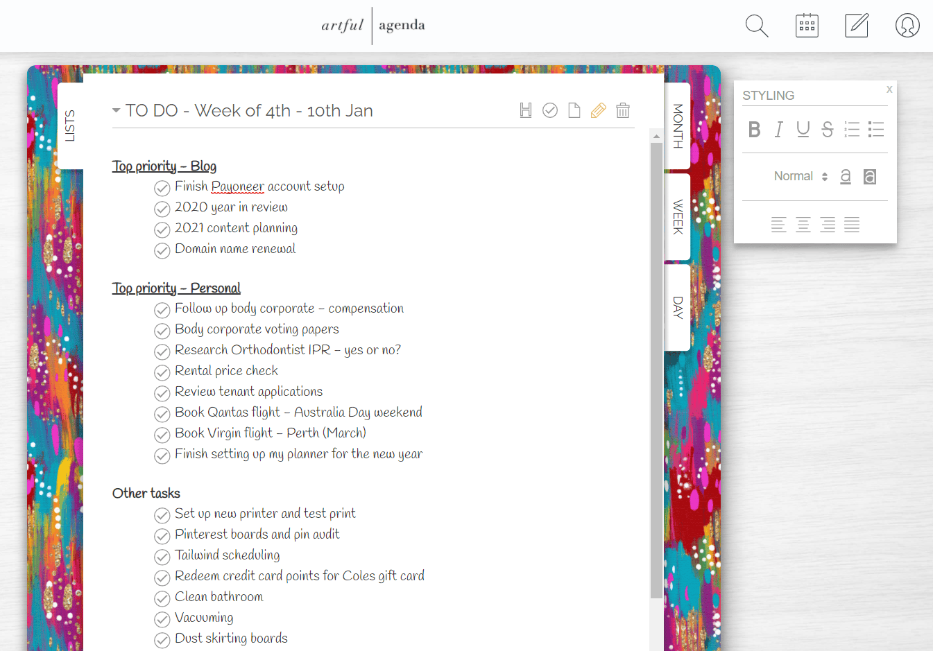 Artful Agenda Digital Planner review – All About Planners