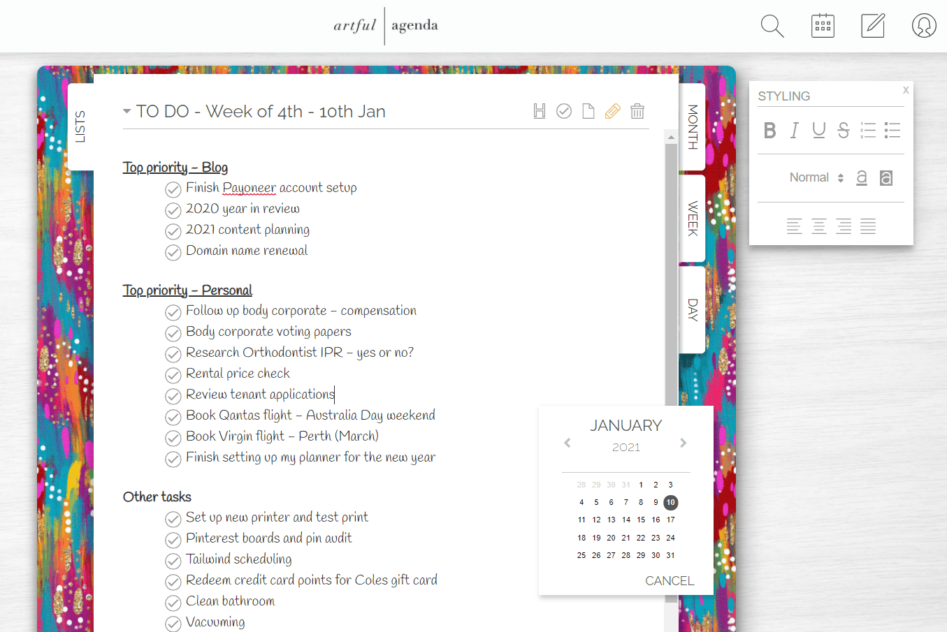 Artful Agenda Digital Planner review – All About Planners