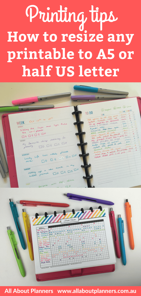 How to resize a printable to fit A5 or US half letter (5.5 x 8.5) page ...