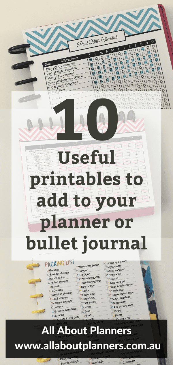 10 Useful printables to add to your planner or bullet journal – All ...