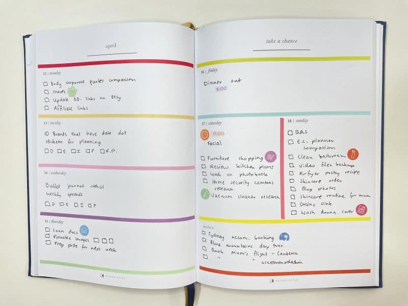 Kaisercraft Planner Weekly Spread with skinny washi tape – All About ...
