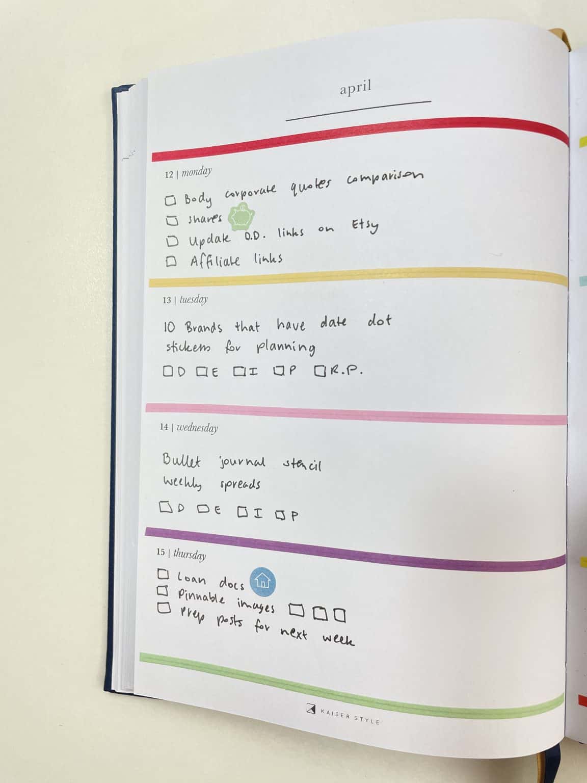 Kaisercraft Planner Weekly Spread with skinny washi tape – All About ...