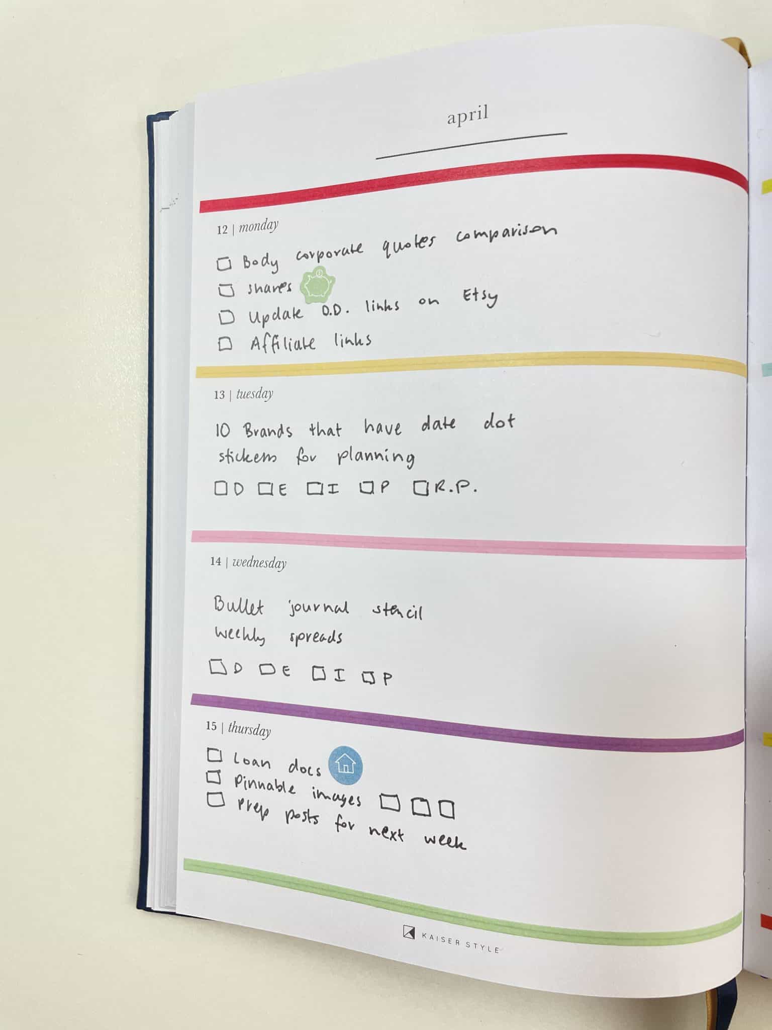 Kaisercraft Planner Weekly Spread with skinny washi tape – All About ...