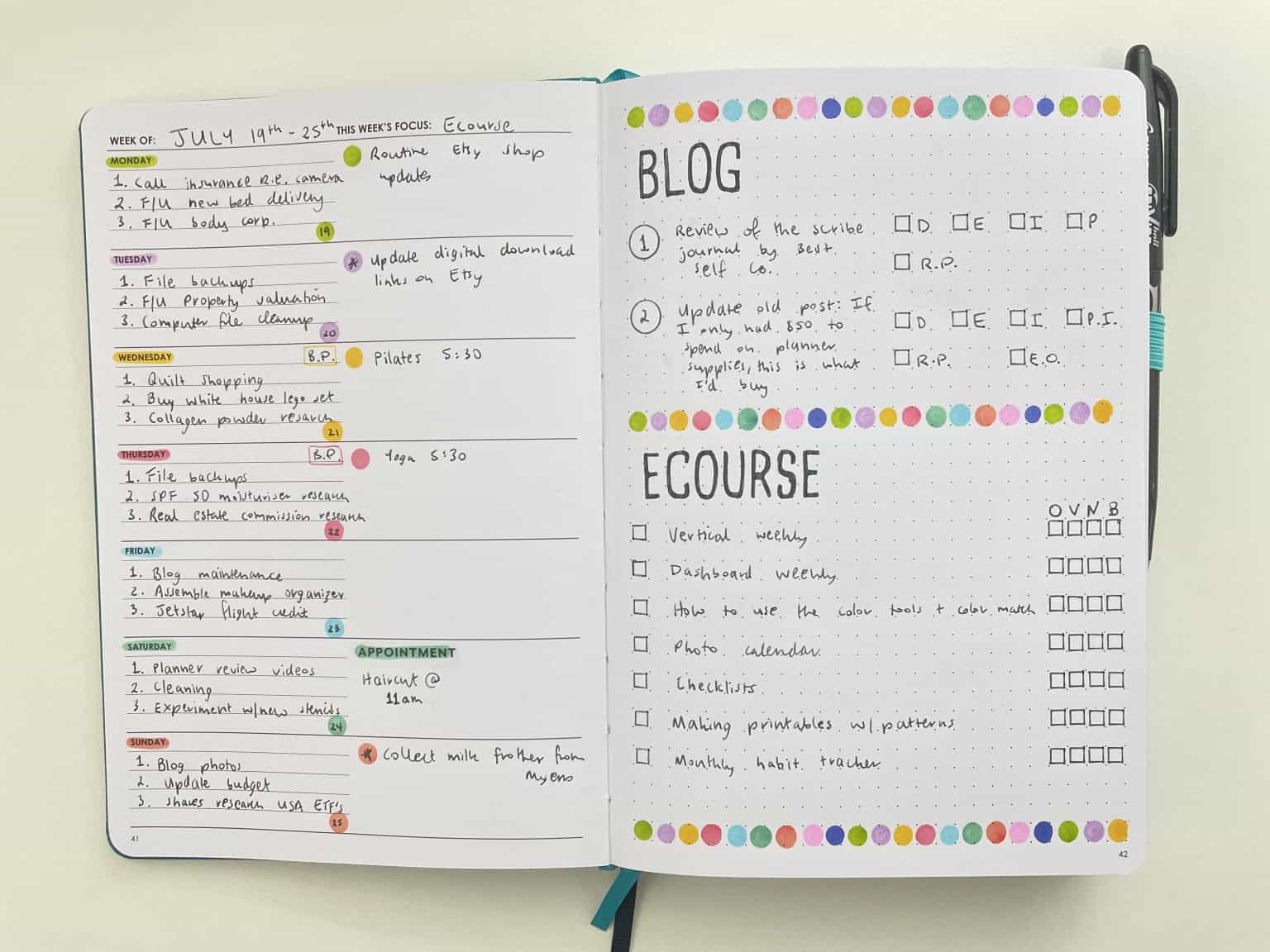 14 Weekly spread ideas for using dot markers in your bullet journal ...