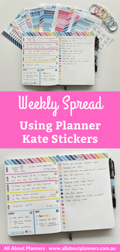 Rainbow Weekly spread using Planner Kate stickers – All About Planners