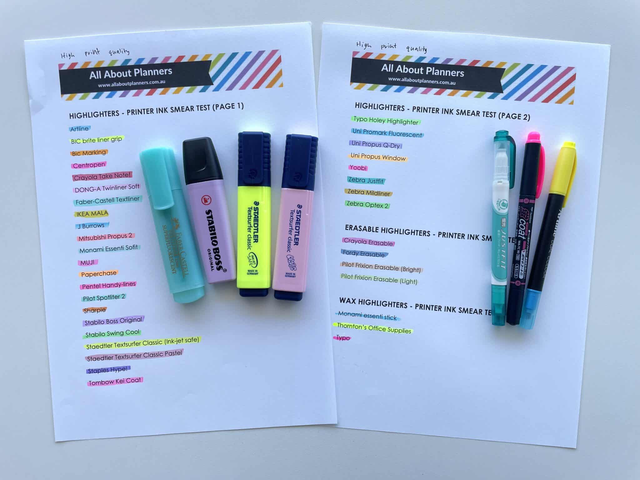 Highlighters and Printer Ink Smear Testing (The best highlighter brands ...