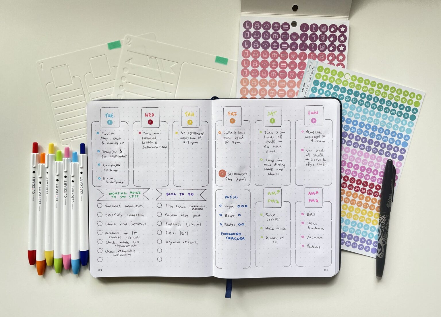 Bullet journal vertical weekly spread using the Zonon stencils – All ...