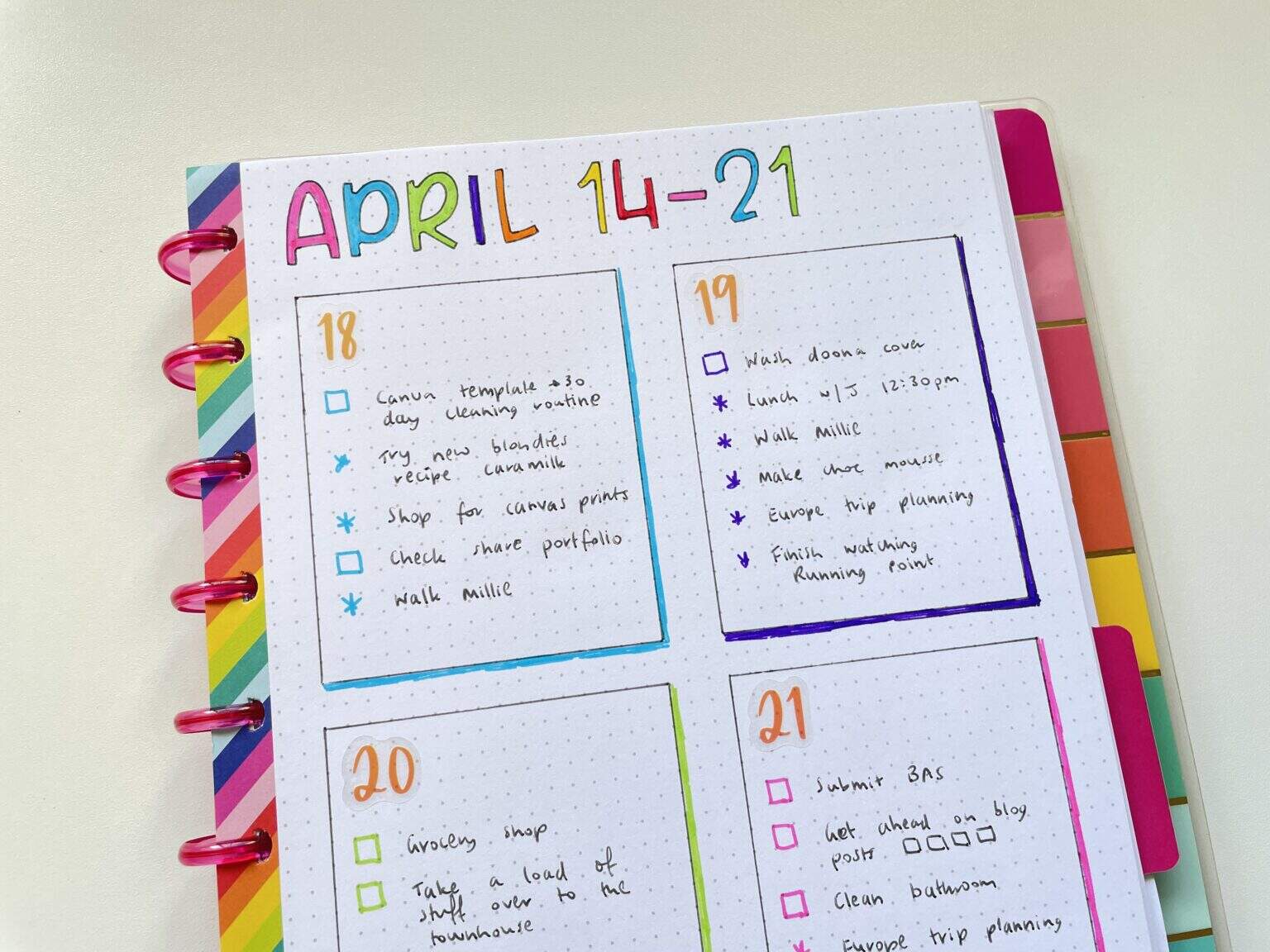 Bullet journal weekly spread if you work part time – All About Planners