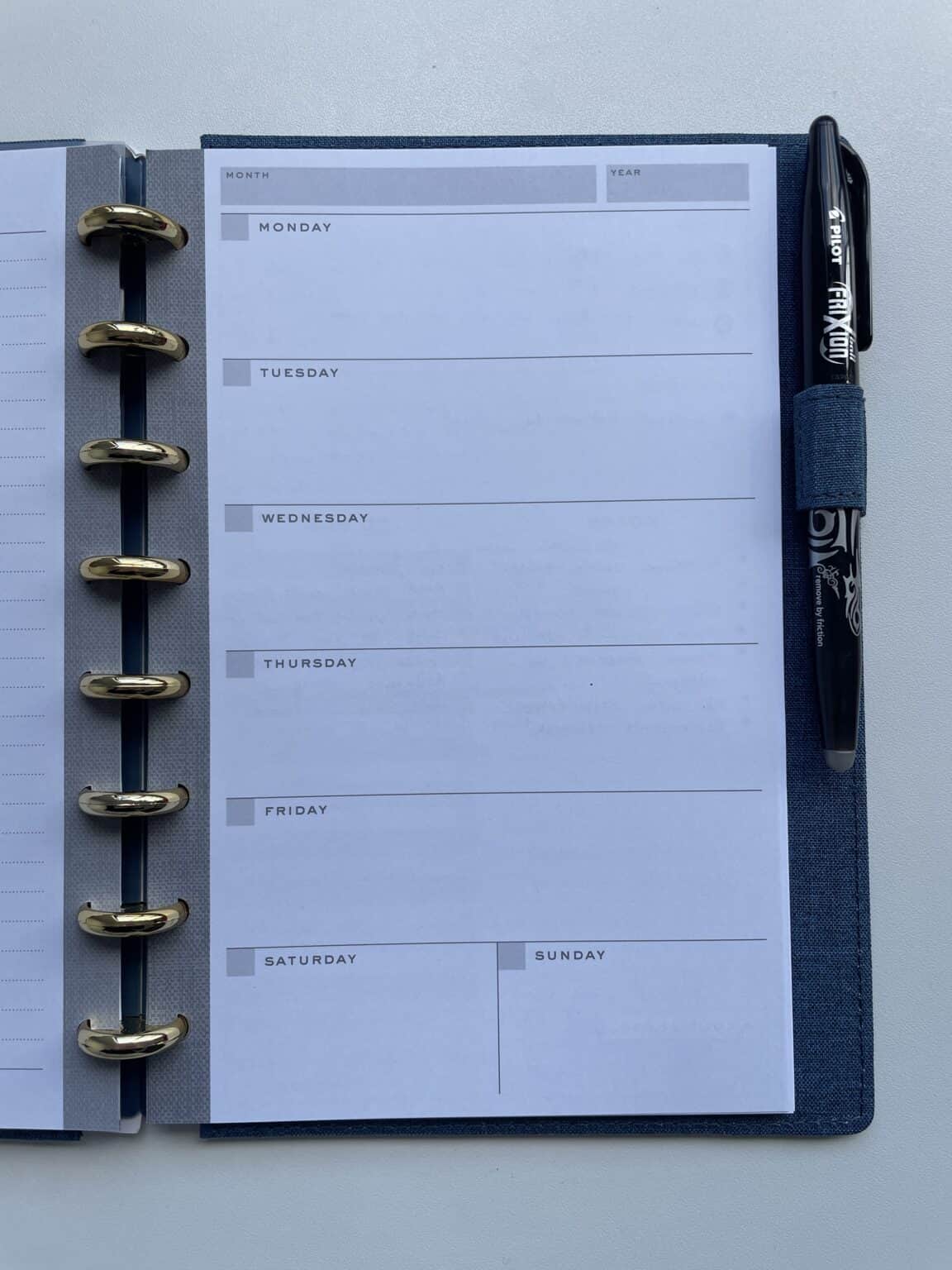 Weekly spread using Martha Stewart Discbound Inserts and Zig Dot ...