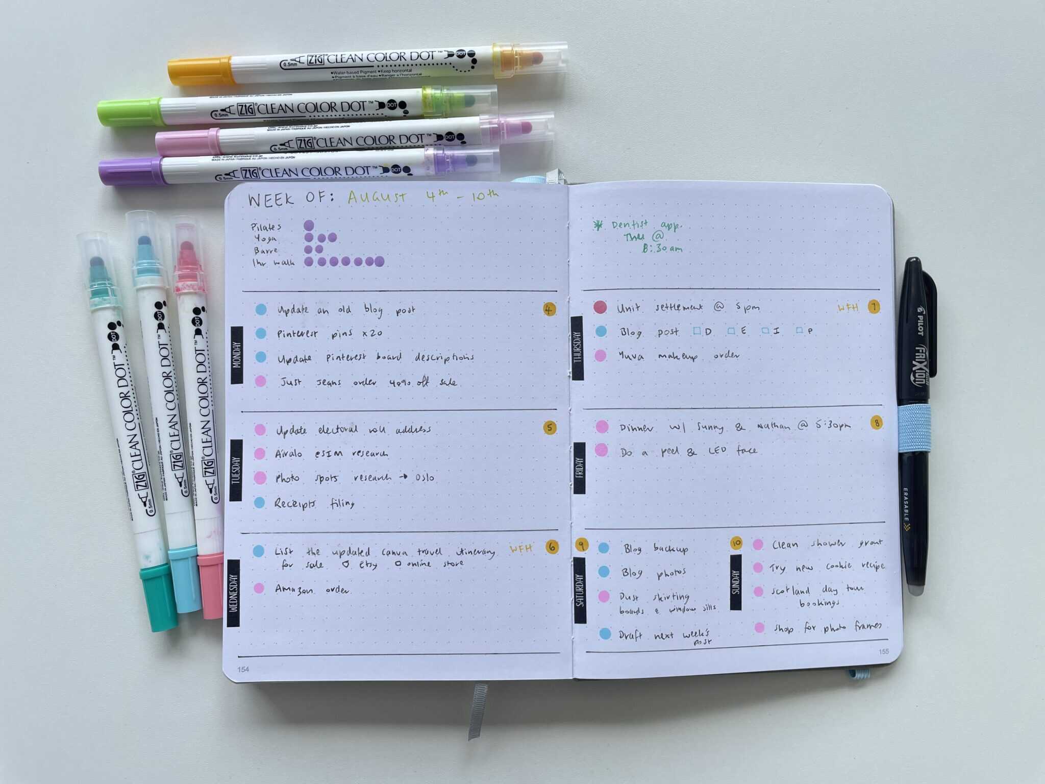 14 Weekly spread ideas for using dot markers in your bullet journal ...