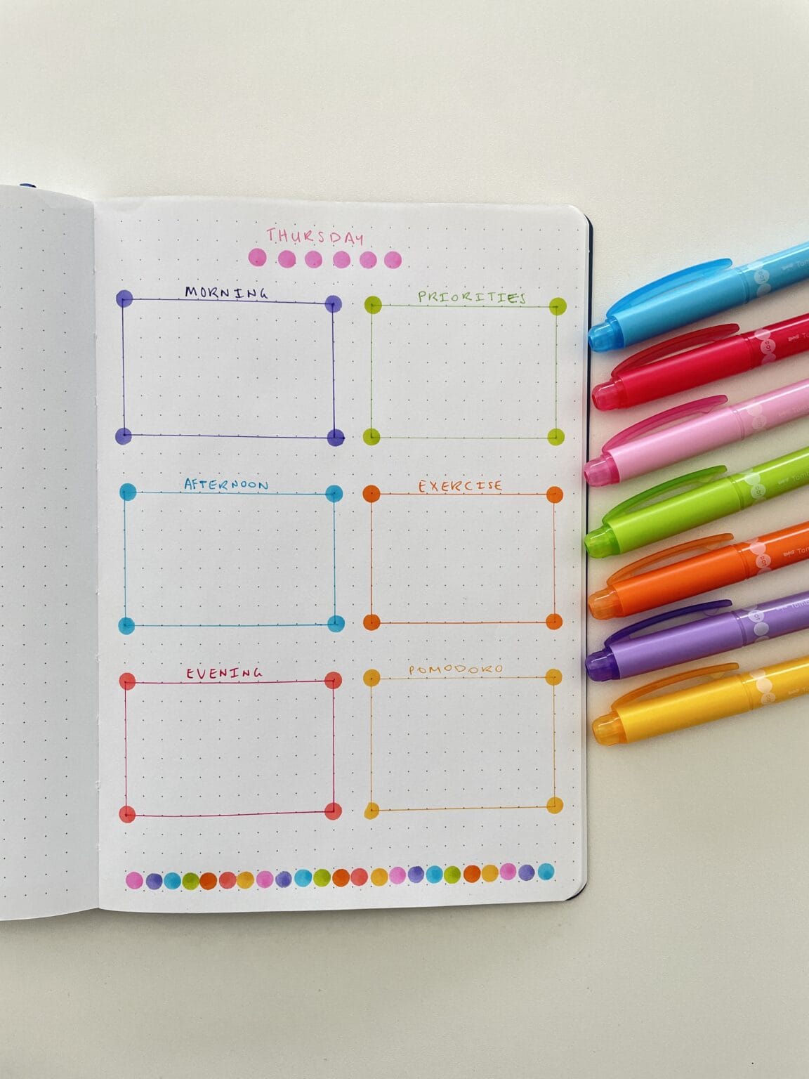 7 Colorful Day to a Page Bullet Journal Layout Ideas – All About Planners
